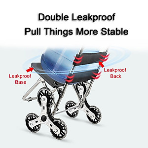 Hand Truck, Moving Cart With Wheels, Collapsible Grocery Cart，with Removable Bag And Rolling Personal Trolley,Standard (Color : Blue Strips)