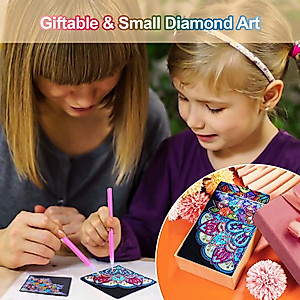 BSRESIN Diamond Art Bookmarks, 4 PCS Cute Diamond Art Bookmarks for Book Lovers, DIY Corner Bookmark Diamond Art Kits for Kids