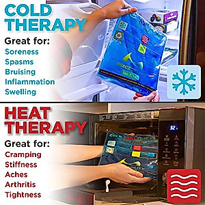 BraceAbility Reusable Heat/Ice Pack for Injuries | Kid Friendly, Flexible Hot and Cold Therapy Gel Compress, Large Microwavable Hip Wrap, Back or Knee Pain Aid, Medical Surgery Icing Bag (9" x 11")