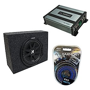(1) Kicker C12 Subwoofer Single 12" Regular Cab Truck Sub Box Enclosure Bundle with HA-A400.1 Mono Amplifier