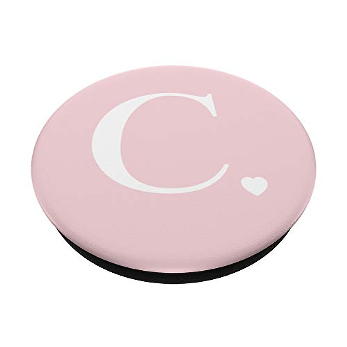 Light Pink White Monogram Letter C Initial Heart Design PopSockets Swappable PopGrip