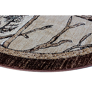 Lodge Cabin Round Area Rug Design 362 - (5 Feet 5 Inch X 5 Feet 5 Inch) Round