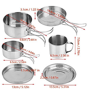 VGEBY1 Folding Pot Set, 8 Pcs/Set Portable Folding Stainless Steel Camping Cookware BBQ Bowl Set for Outdoor Activities Camping Hiking
