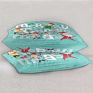 Santa Claus Bear Satin Pillow Cases Silk Satin Pillowcase for Hair and Skin Standard Set of 2 Super Soft Silk Pillowcase with Envelope Closure (20x26 in)