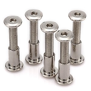 Anmas 20pcs M6 Furniture Joint Connector Bolt & Cap Nut Kit Use for Cot Bed Crib Bolts Hex Drive Socket Cap Bolts - Hex Socket Screws Head (30mm)