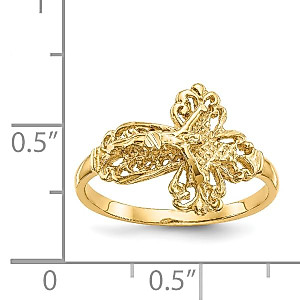 IceCarats 14K Yellow Gold Lord Jesus Christ Crucifix Holy Cross Ring Christian Religious Band Size 6.00