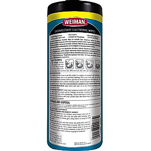 Weiman Electronic & Screen Disinfecting Wipes - Safely Clean and Disinfect Your Phone, Laptop Keyboard, Tablets, Lens Wipes - 30 Count | 2 Pack with MicroFiber Towel Included