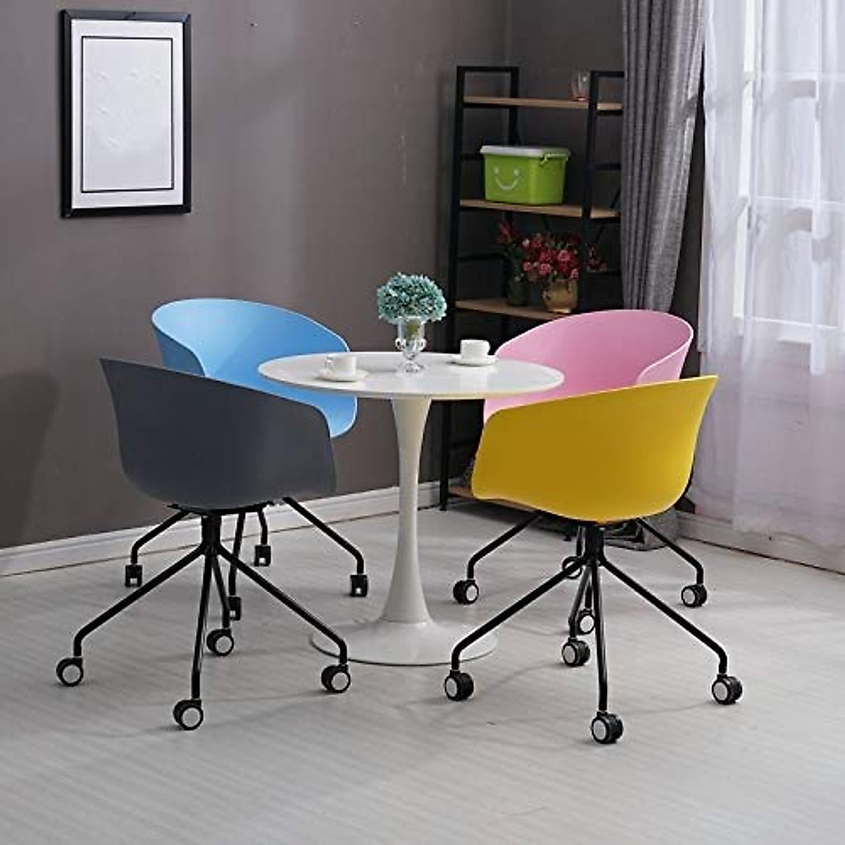 KXDFDC Case for Dining Chair, Study Chair, Fabric, Balcony, Leisure Backrest, Handrail, Metal, for Negotiations (Color : Black)