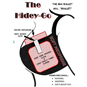 Undercover Bra Wallet | Secret Stash | Women's Travel Pouch |Holds TSlim Insulin Pump | Soft Neoprene | Water Resistant | Easy Access Clip by Hidey-Go, Pink