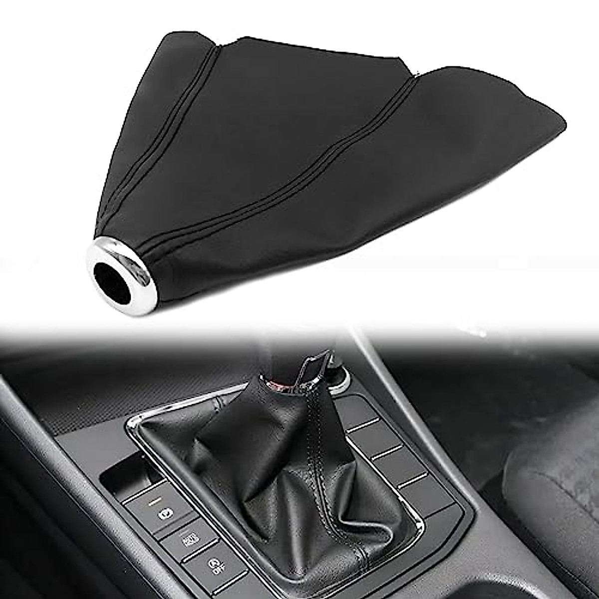 Vrasly Universal Car Shift Knob dust Cover Black, Shift Knob dust Cover Black PU Leather Manual/Auto Shifter Shift Boots Cover, Compatible with Most Car Truck,SUV