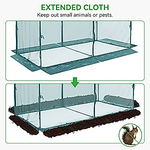 GROWNEER 4 x 8 Feet Crop Cage Plant Protection Tent with 6 Ground Staples, Storage Bag, Steel Tubes, Connectors, Suitable for Garden, Yard, Lawn
