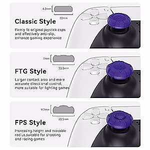 GeekShare Thumb Grip Caps for Playstation 5 Controller, Thumbsticks Cover Set Compatible with Switch Pro Controller and PS4 PS5 Controller, 3 Pairs / 6 Pcs (Purple)