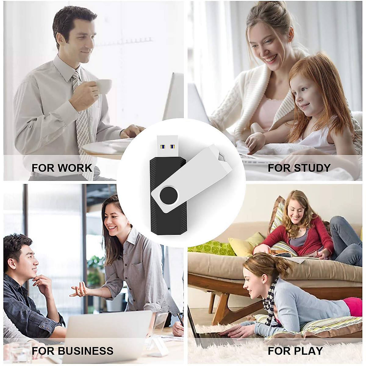 TOPESEL USB Storage Flash Drive, 5 Pack 32GB USB Flash Drives Memory Stick, USB Drive Thumb Drives USB Stick Flash Memory Stick Swivel USB 2.0 (32G,5PC, Black)