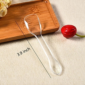 100 Pieces Disposable Desserts Scoops, Independent Packaging Cake spoon, Durable Strong Plastic Yogurt pudding spoon, Ice cream spoon (Clear)