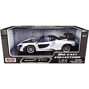 McLaren Senna White and Black 1/24 Diecast Model Car by Motormax 79355