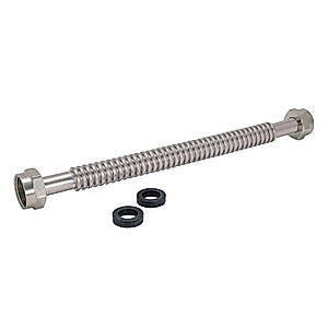 Eastman 0447518 Flexible Stainless Steel Corrugated Water Heater Connector, 1-Inch FIP X 1-Inch FIP, 12-inch Length