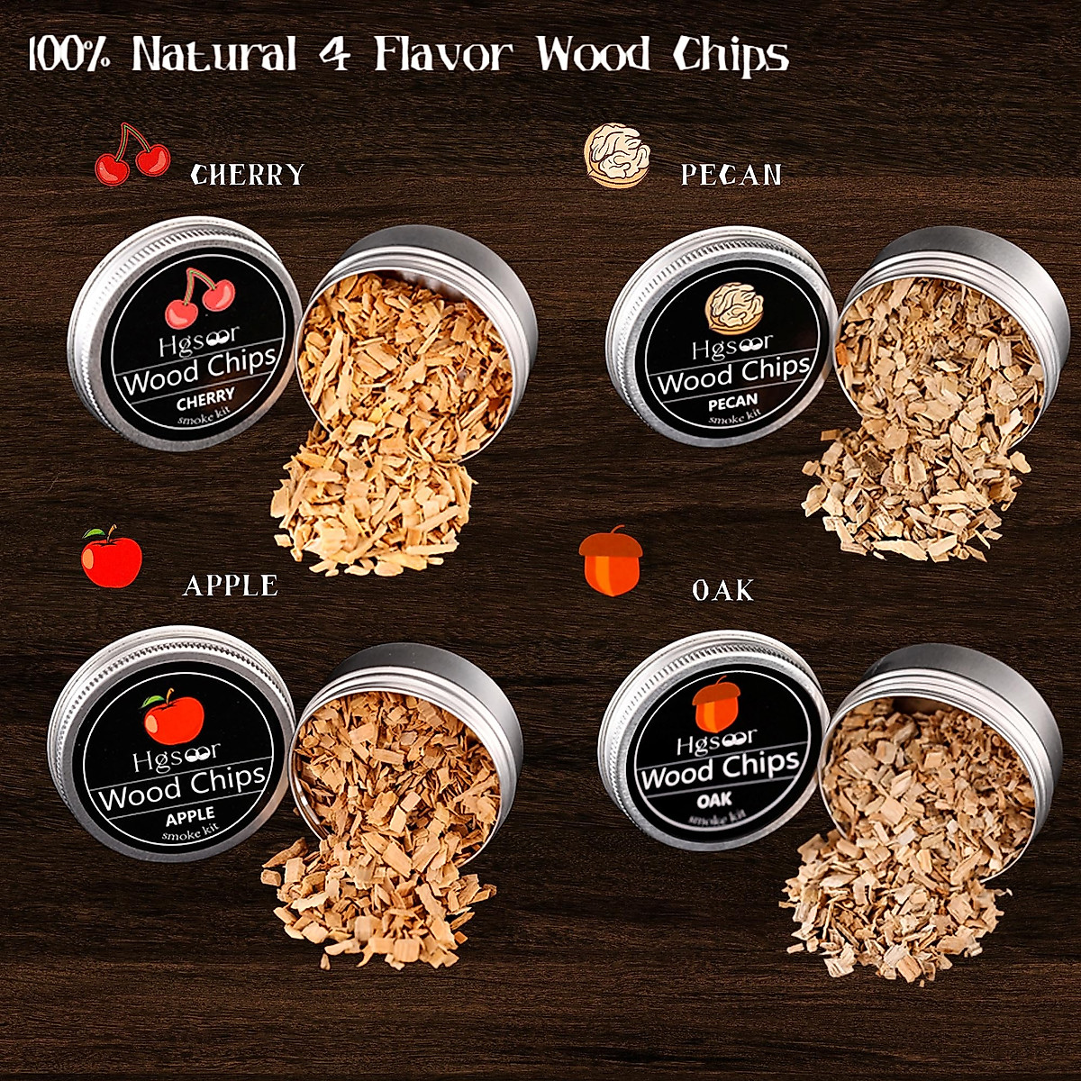 Hgsoor Whiskey Smoker Kit - Old Fashioned Drink Smoker Kit - Cocktail Smoker Kit with Torch, 4 Flavors Wood Chips, 4Ice Cubes, Bourbon Smoker Kit, Bourbon Whiskey Gifts for Men,Dad (No Butane)