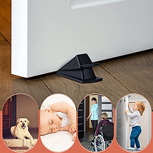 Frienda 24 Pcs Door Stoppers Bulk Rubber Door Stop Wedge Door Stopper for Bottom of Door Sturdy Door Stop for Heavy Duty Door Bottom Carpet Tile Concrete Wooden Floor (Black)