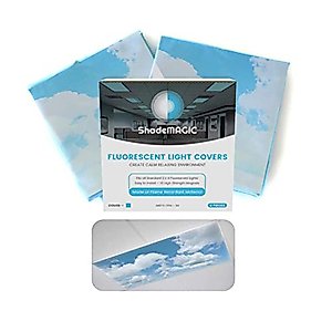 ShadeMAGIC Fluorescent Light Covers for Classroom Office - Light Filter Pack of (2); Eliminate Harsh Glare That Causing Eyestrain and Head Strain. Office & Classroom Decorations. Light Diffusers (2)