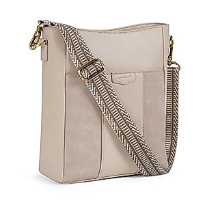 Missnine Crossbody Bags for Women Vegan Leather Crossbody Purse Fashion Shoulder Bucket Bag with Adjustable Guitar Strap