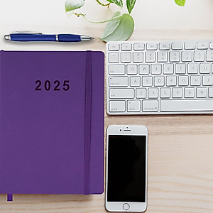 2025 Planner 8.5”x11”, Weekly and Monthly Planner from Jan 2025 to Dec 2025, Vegan Leather Cover, Elastic Closure, Grey