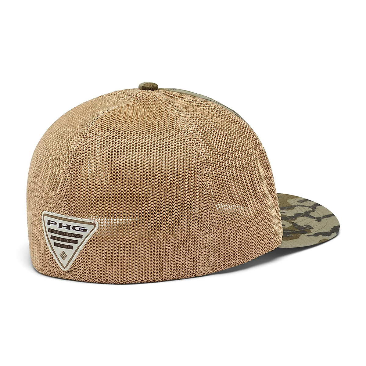 Columbia Unisex PHG Camo Mesh Ball Cap - High, Mossy Oak Bottomland/Game Flag, Small/Medium