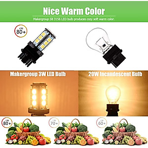 Makergroup S8 3156 Wedge Base LED Light Bulb 12V Low Voltage 3Watt Warm White 2700K-3000K for Outdoor Landscape Lighting Pathlights 6-Pack