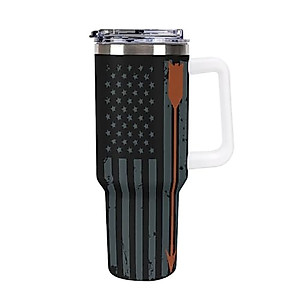 Red Archery Arrow Distressed Flag 40oz Water Bottle Double Wall Insulated Tumbler with Handle Leakproof Travel Mug White-style