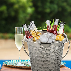 Cabilock 1pc Stainless Steel Ice Bucket Mini Buckets Stainless Steel Container Stainless Steel Wine Snack Container Wine Bucket Containers with Lids Household Stainless Steel Hammer