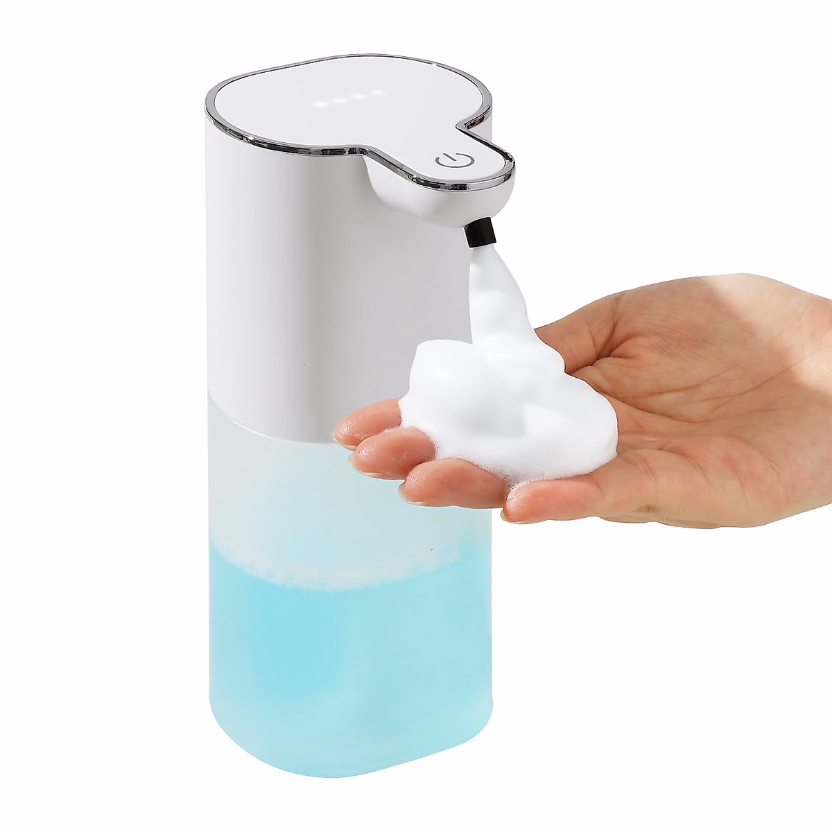 Automatic Soap Dispenser - Touchless Foaming Kids Hand Soap Bottle - Rechargeable Hands Free Pump for Bathroom or Kitchen with Wall Mount Hook