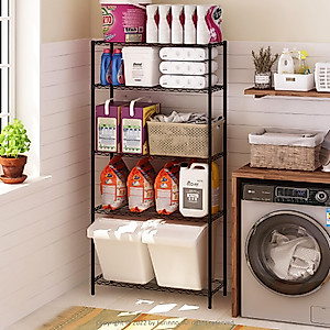 Furinno Wayar Metal Storage Shelf Rack, 5 Tiers, 36-Inch, Black