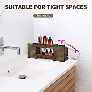 Wood Hair Tool Organizer, Hair Dryer Holder Wall Mount Hair Styling Product Care Tools Organizers Storage, Bathroom Vanity Countertop Blow Storage Stand for Flat Irons, Hot Curling Wand