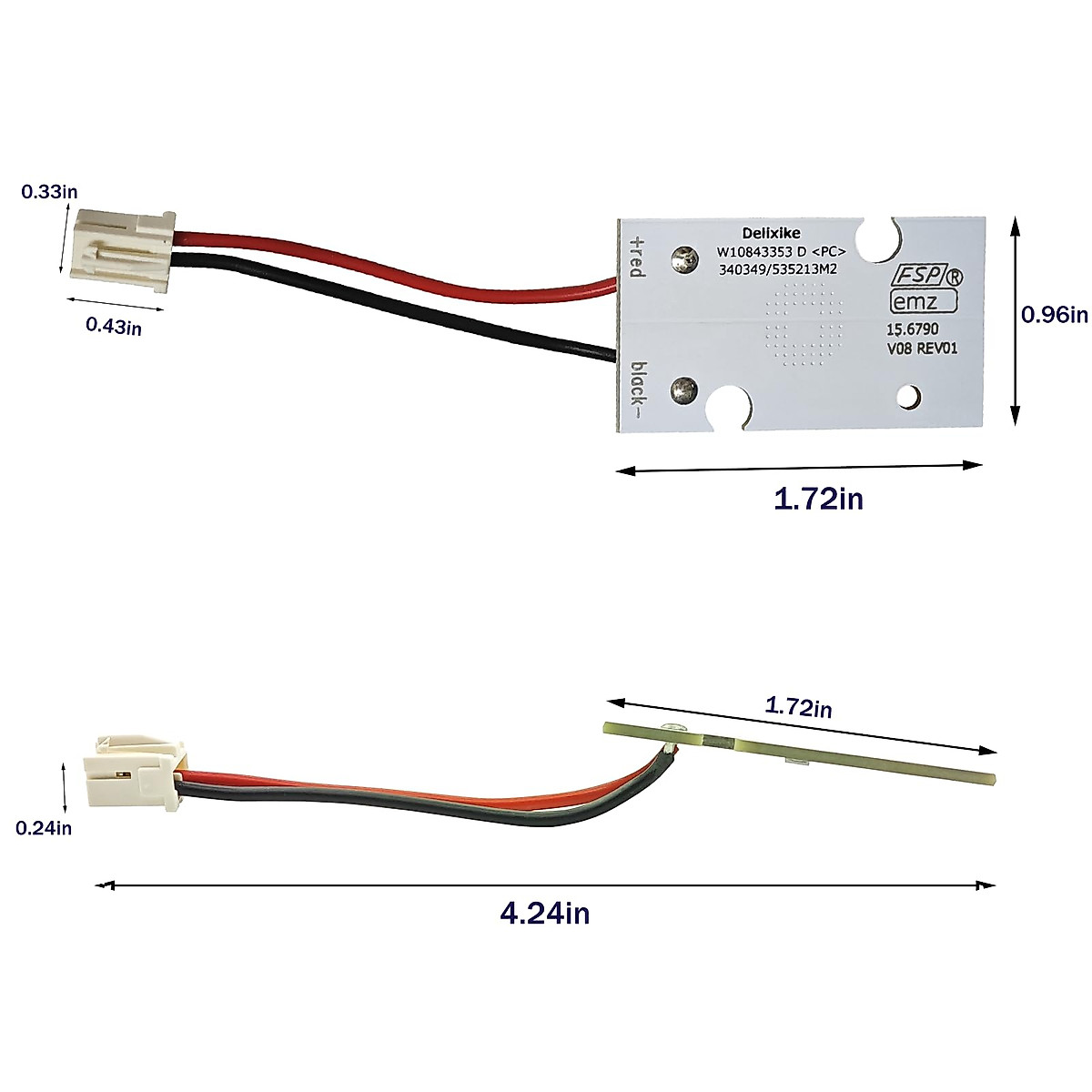 W10695459 for Whirlpool Refrigerator LED Light Board Module Replacement Fridge freezer W10843353 W11205083 W10412708 bulb Parts