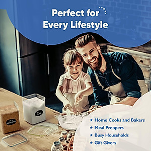 Chef's Path Food Storage Containers - Pantry Organization and Storage - Great for Flour, Sugar, Baking Supplies - Airtight Kitchen Bulk Food Canisters - BPA-Free - 6 PC Set - Spoons, 8 Labels & Pen