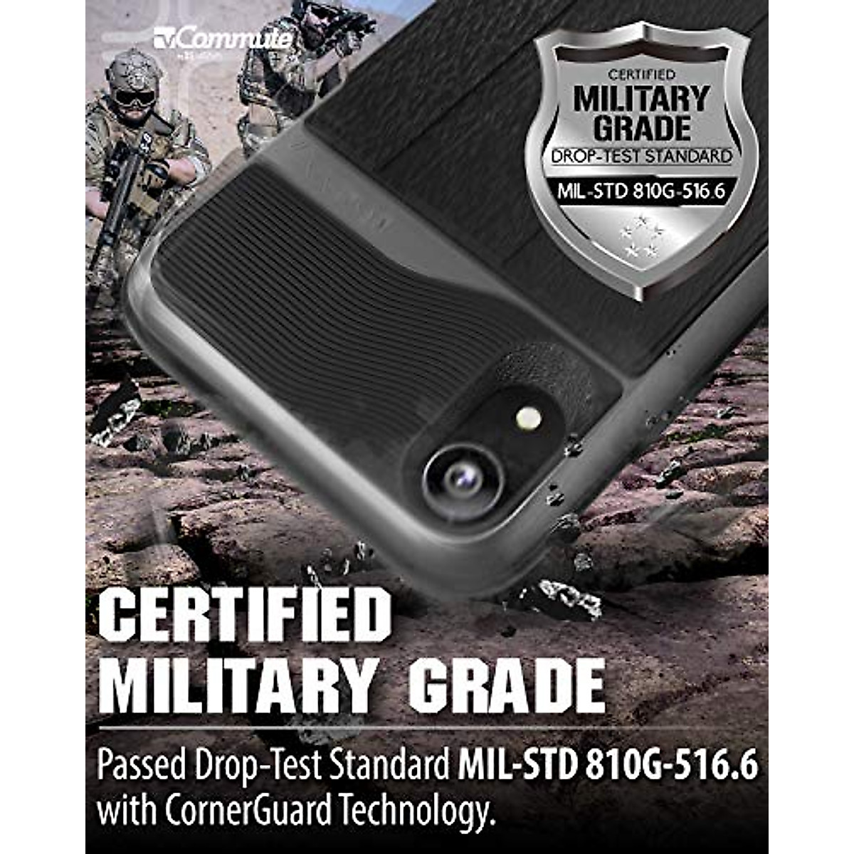 VENA iPhone XR Wallet Case, vCommute (Military Grade Drop Protection) Flip Leather Cover Card Slot Holder with Kickstand, Designed for Apple iPhone XR - Space Gray