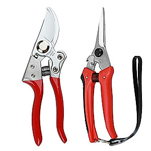 YAMATIC 2pcs Gardening Scissors, Professional Micro-Tip & Bypass Pruning Shears for all cutting scenarios, Heavy Duty Forged Steel Pruners for Plant, Flowers, Herbs, Buds, Leaves, Bonsai Trimming