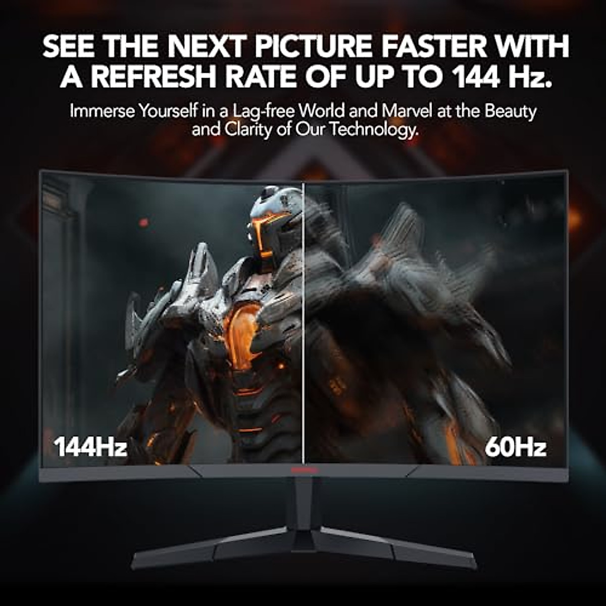 KOORUI Gaming Monitor, QHD 2560P Computer Monitor, 144Hz 27 Inch Monitor (1ms, 1800R Curved VA Panel, DP1.2+HDMI*2, AdaptiveSync, Narrow Bezel with Ultra-Thin), Tilt Adjustable,Eye Care