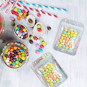 itechpanda 100 PCS Resealable Holographic Zip Lock Mylar Bags, 4 x 5.8 Inch PVC Plastic Self-seal Zipper Waterproof Bags for Jewelry, Samples, Candy, Small Parts & Party Favor Food Storage