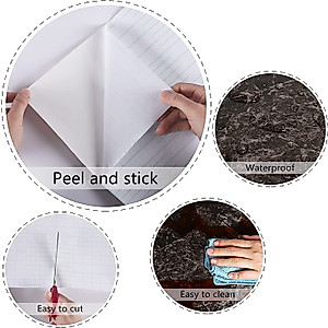 Black Marble Contact Paper Peel and Stick Countertops 15.8" x 78.7" Decorative Wallpaper Waterproof Marble Contact Paper for Countertops Removable Wall Paper Black Vinyl Film for Cabinets Liner