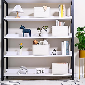 ICERZCZ Storage Baskets for Organizing, Woven Baskets for Storage, Storage Baskets Bin for Shelves, Cotton Rope Basket with Handles, 12.5" Lx9.1W x7.9H, (4 pack) White