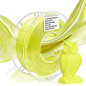 Set of 5 Silk PLA Filament Rolls - More Soft Less Fragile 1.75mm Diameter 2.2 LBS 3D Printing Filament Large Spool for 3D Printers (Black, White, Gold, Silver, Yellow Colors)