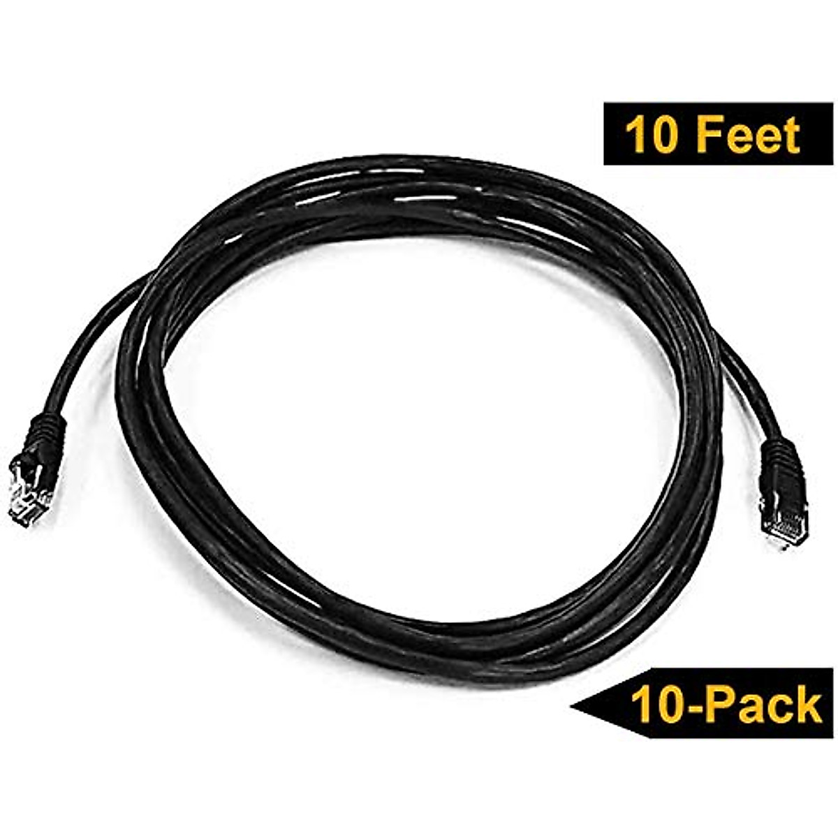 iMBAPrice 3' Cat5e Network Ethernet Patch Cable, 10 Pack, Black (IMBA-CAT5-03BK-10PK)