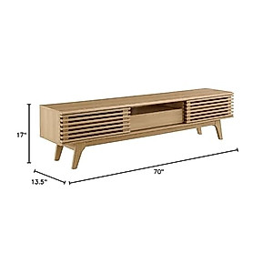 Modway Render Mid-Century Modern Low Profile 70 Inch TV Stand in Oak, 70"