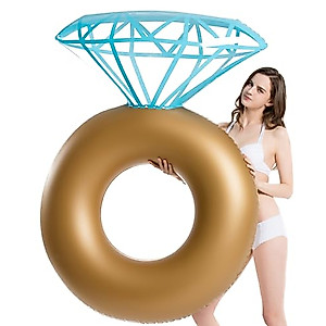 Jasonwell Inflatable Diamond Ring Pool Float - Engagement Ring Bachelorette Party Float Stagette Decorations Swimming Tube Floaty Outdoor Water Lounge Floats for Adults