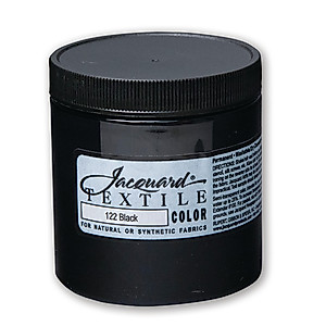 Jacquard Textile Color Black - Permanent Fabric Paint for Clothes, Furniture Upholstery, Shoes or Tote Bags – Indoor & Outdoor Fabric Paint – 8 Oz Jar, Upholstery Fabric Paint