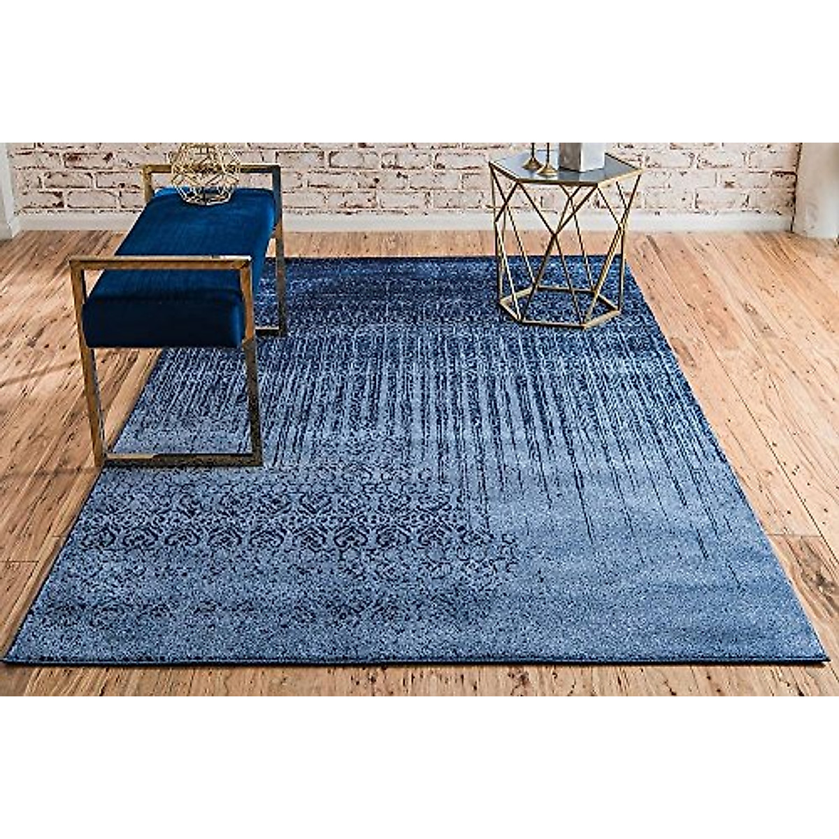 Unique Loom Del Mar Collection Area Rug-Transitional Inspired with Modern Contemporary Design, Rectangular 5' 1" x 8' 0", Blue/Navy Blue