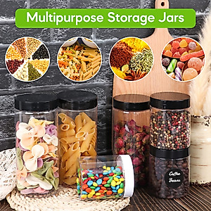 Keketin Plastic Jars with Lids 16 oz,16 Pack Clear Plastic Food Jars Empty Kitchen Storage Canisters,Refillable PET Slime Containers Ideal for DIY Crafts,Cosmetic Storage