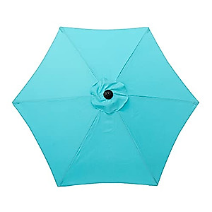 SUNA OUTDOOR 7Ft Patio Market Umbrella Outdoor Table Umbrellas Push Up with 6 Sturdy Ribs, Adjustable Height and Tilt Pole, Easy Push Up Open, for Garden Deck Commercial, Blue