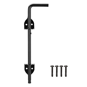 SANKINS 12" Cane Bolt Drop Rod Heavy Duty Gate Hardware Black Solid Steel Gate Ground Latch for Wood PVC Vinyl Metal Gates Fences Doors, Holding Gate to The Ground (1Pack)