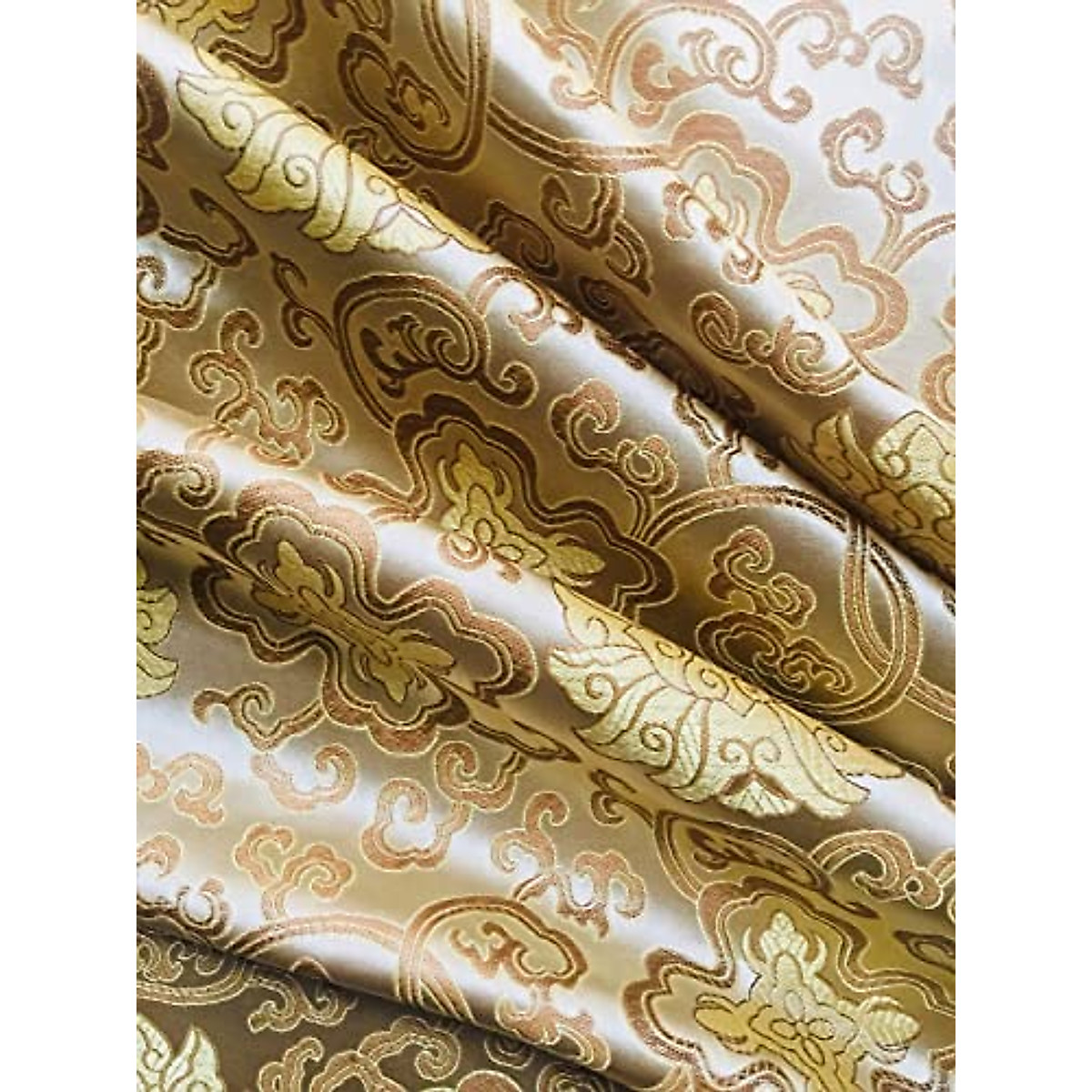Adelaide Gold Chinese Brocade Satin Fabric by The Yard - 10058
